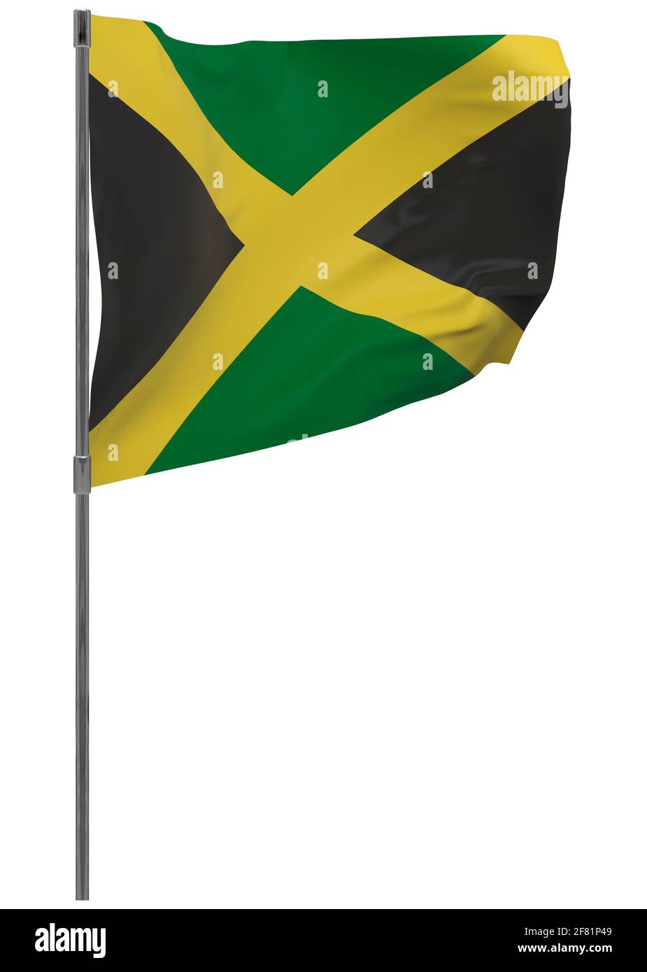 Jamaica Flag On Pole Waving Banner Isolated National Flag Of Jamaica jamaica-flag-on-pole-waving-banner-isolated-national-flag-of-jamaica