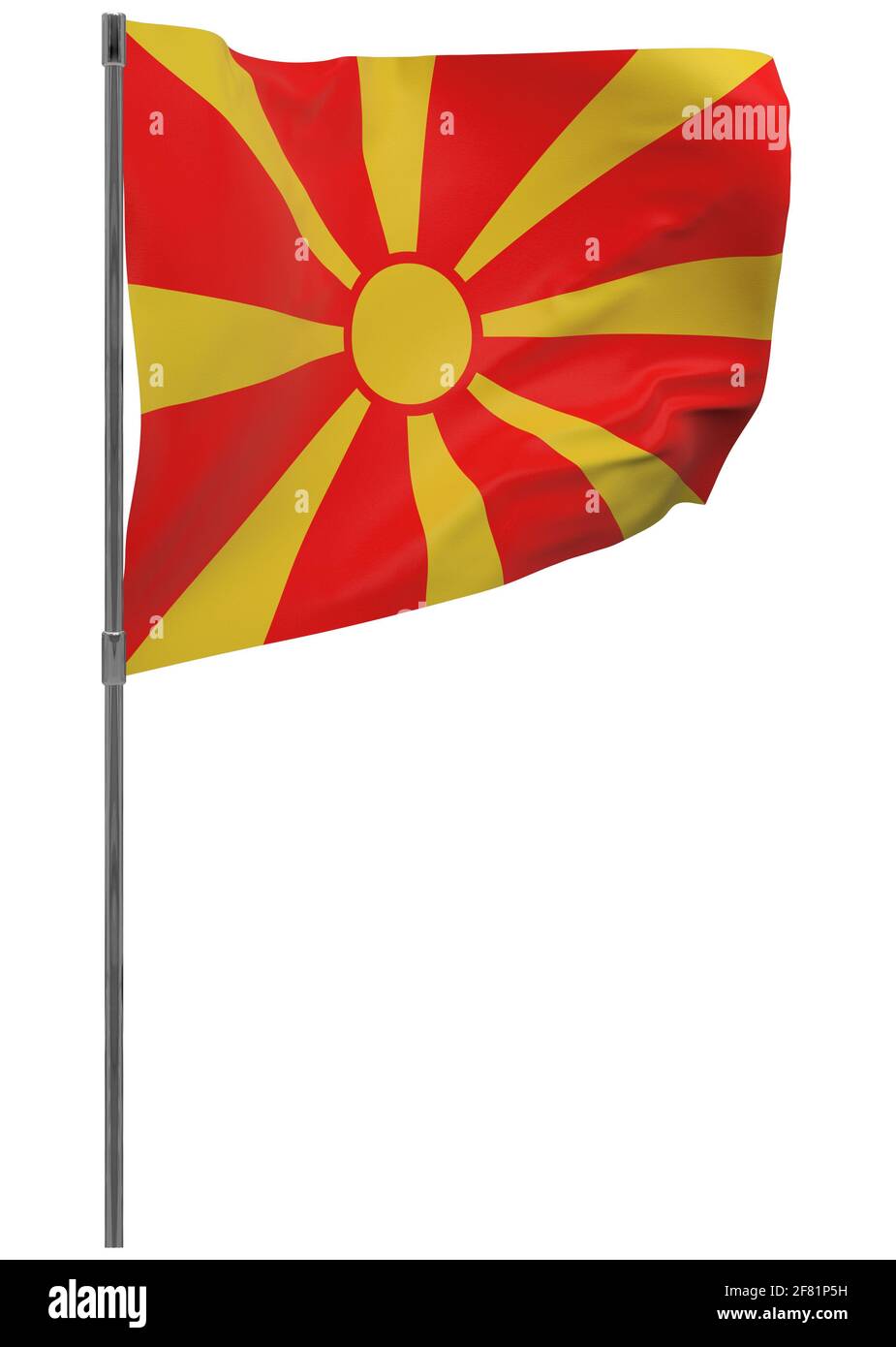 Macedonia flag on pole. Waving banner isolated. National flag of ...