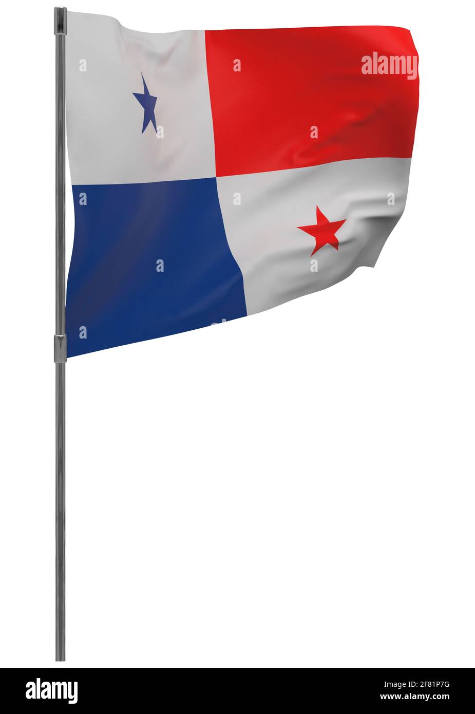 Panama flag on pole. Waving banner isolated. National flag of Panama ...