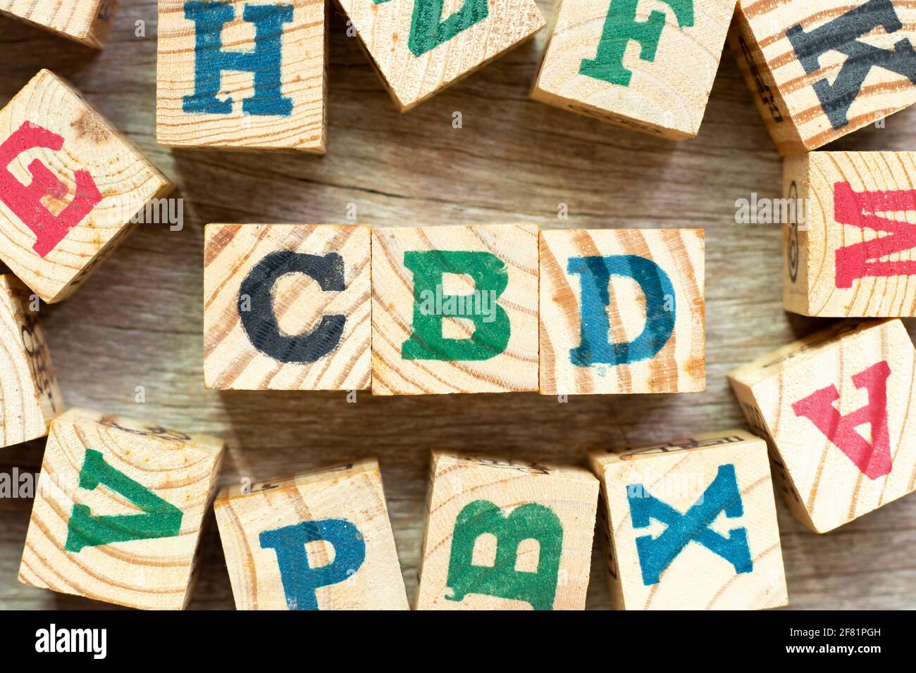 Alphabet letter block in word CBD (Abbreviation of Central business ...