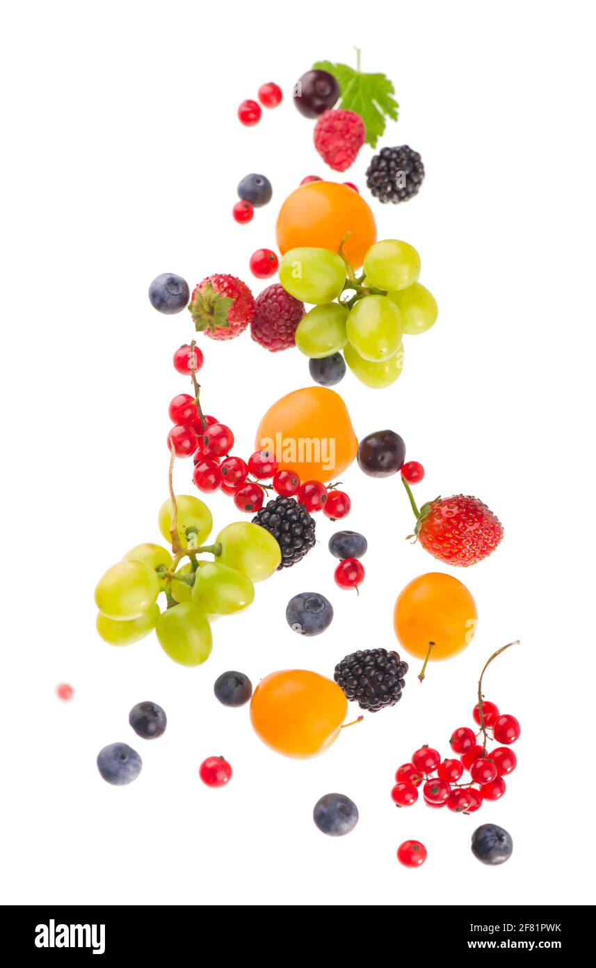 berry mix isolated on a white background Stock Photo - Alamy