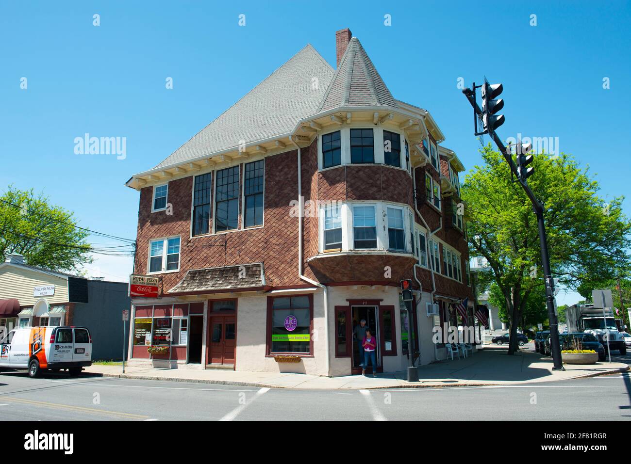 Historic commercial building on Main Street at North Street in Medfield ...