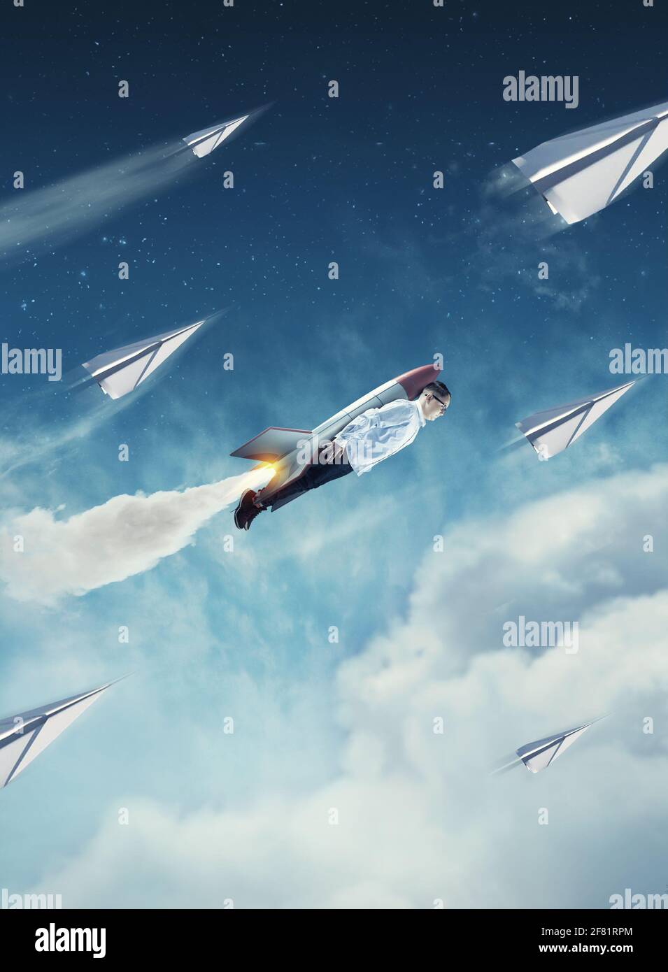 Flying rocket man hi-res stock photography and images - Alamy