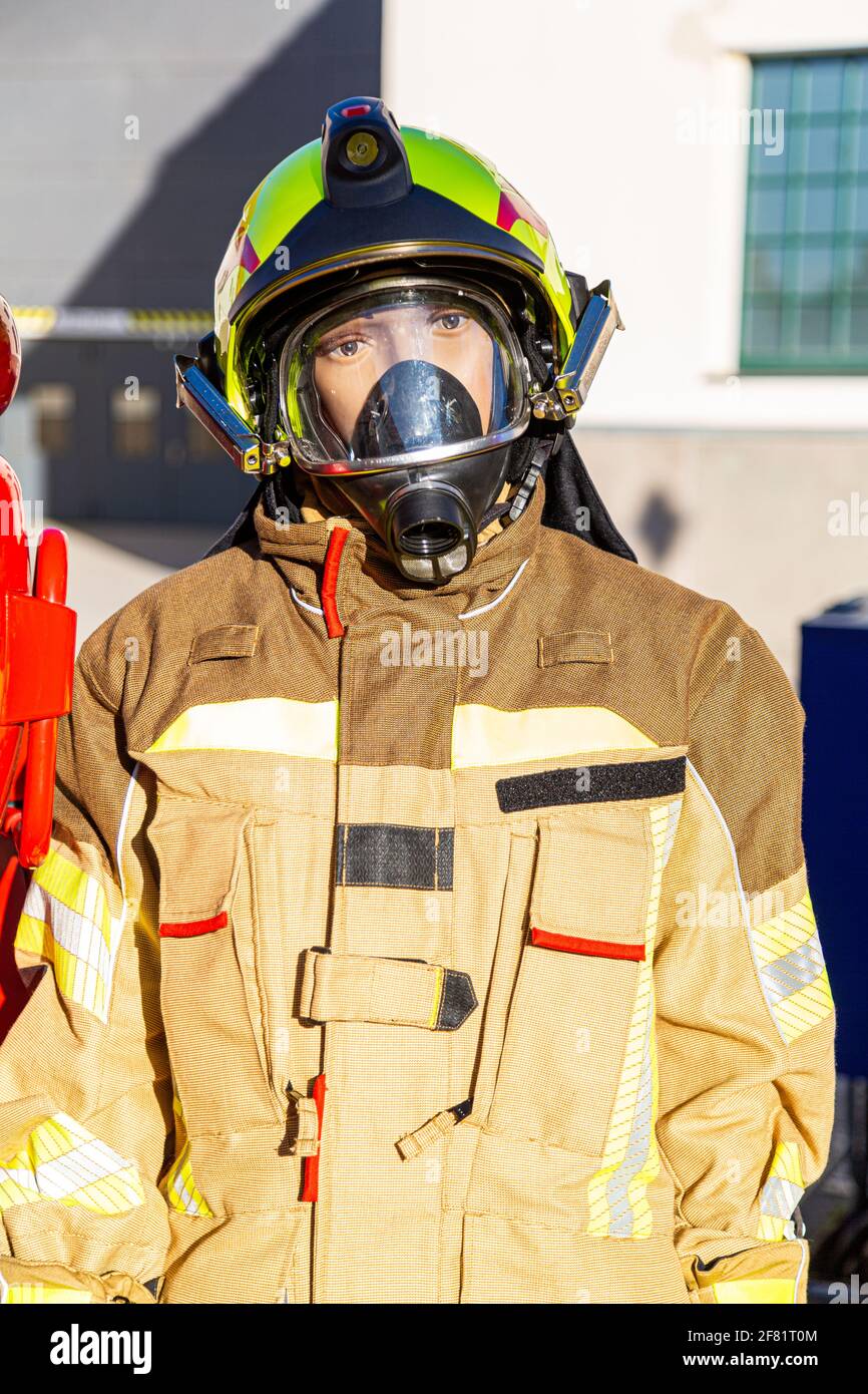 Male mannequin wearing a fire fighter uniform Stock Photo - Alamy