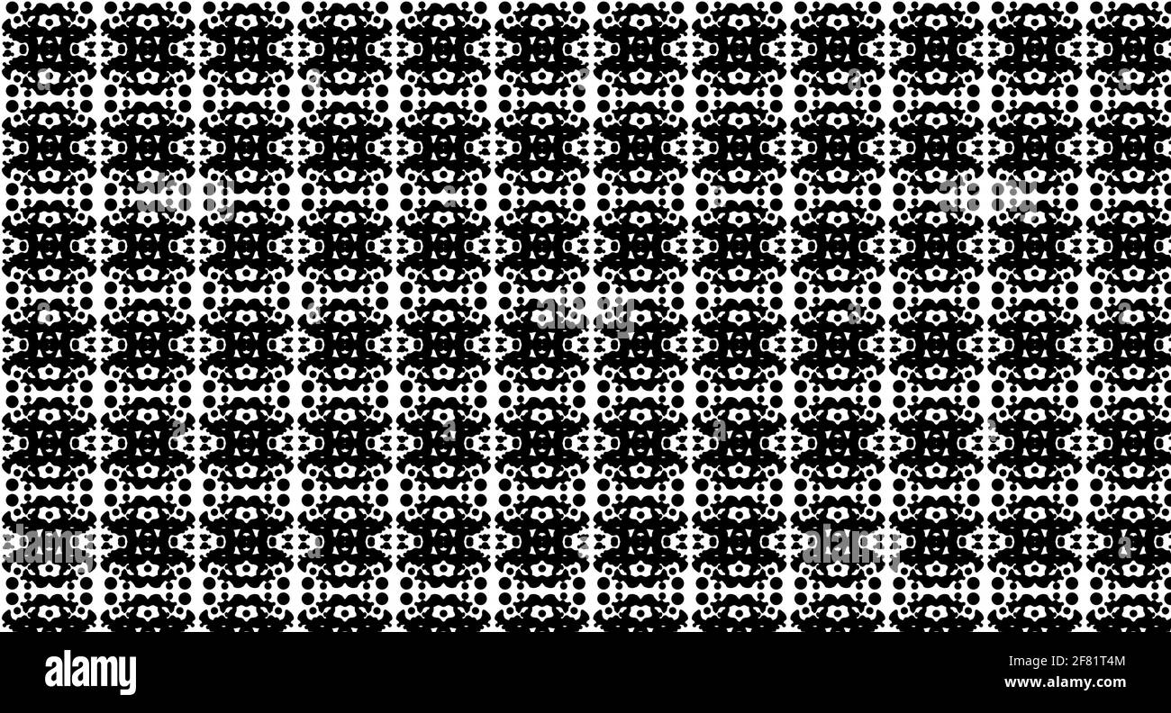A 2D digital artwork of black and white detailed patterned desktop ...