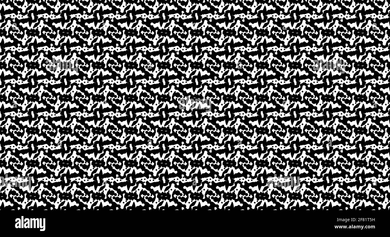 A 2D black and white illustration of minutely detailed pattern ...