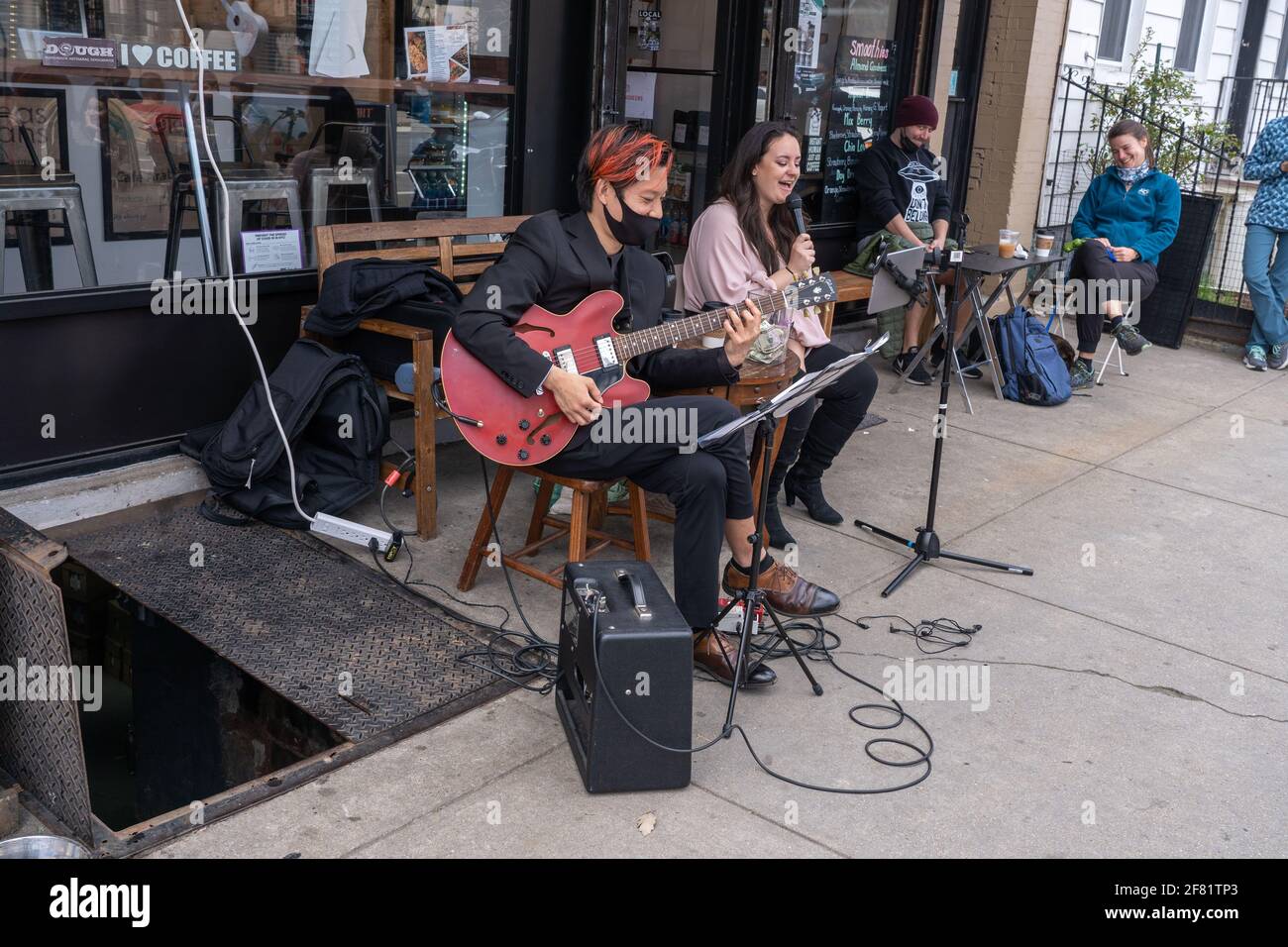 New York, USA. 10th Apr, 2021. NEW YORK, NY - APRIL 10: Tomoya Ogawa and Genevieve Faivre ...