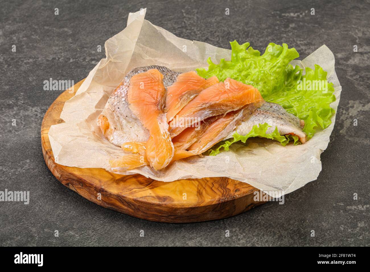 Sliced natural wild trout fillet over board Stock Photo - Alamy