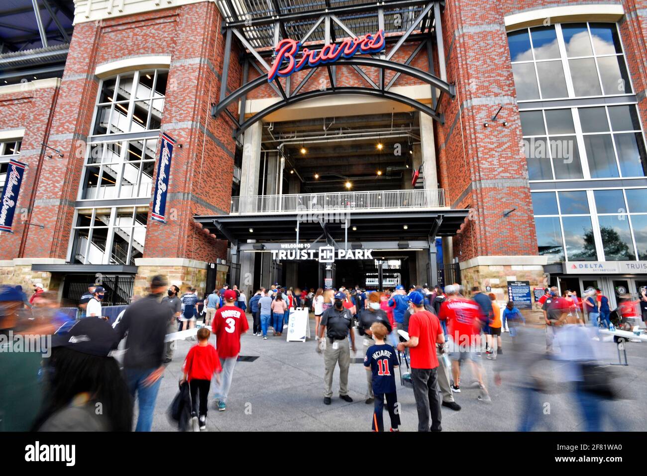 Atlanta, GA, USA. 10th Apr, 2021. Fans enter through the third base ...