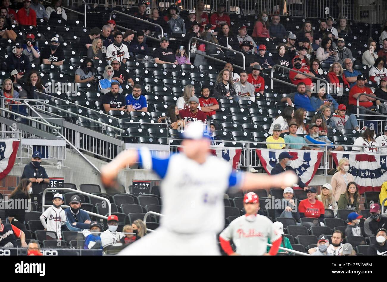 Atlanta, GA, USA. 10th Apr, 2021. A limited attendance crowd of 33% ...