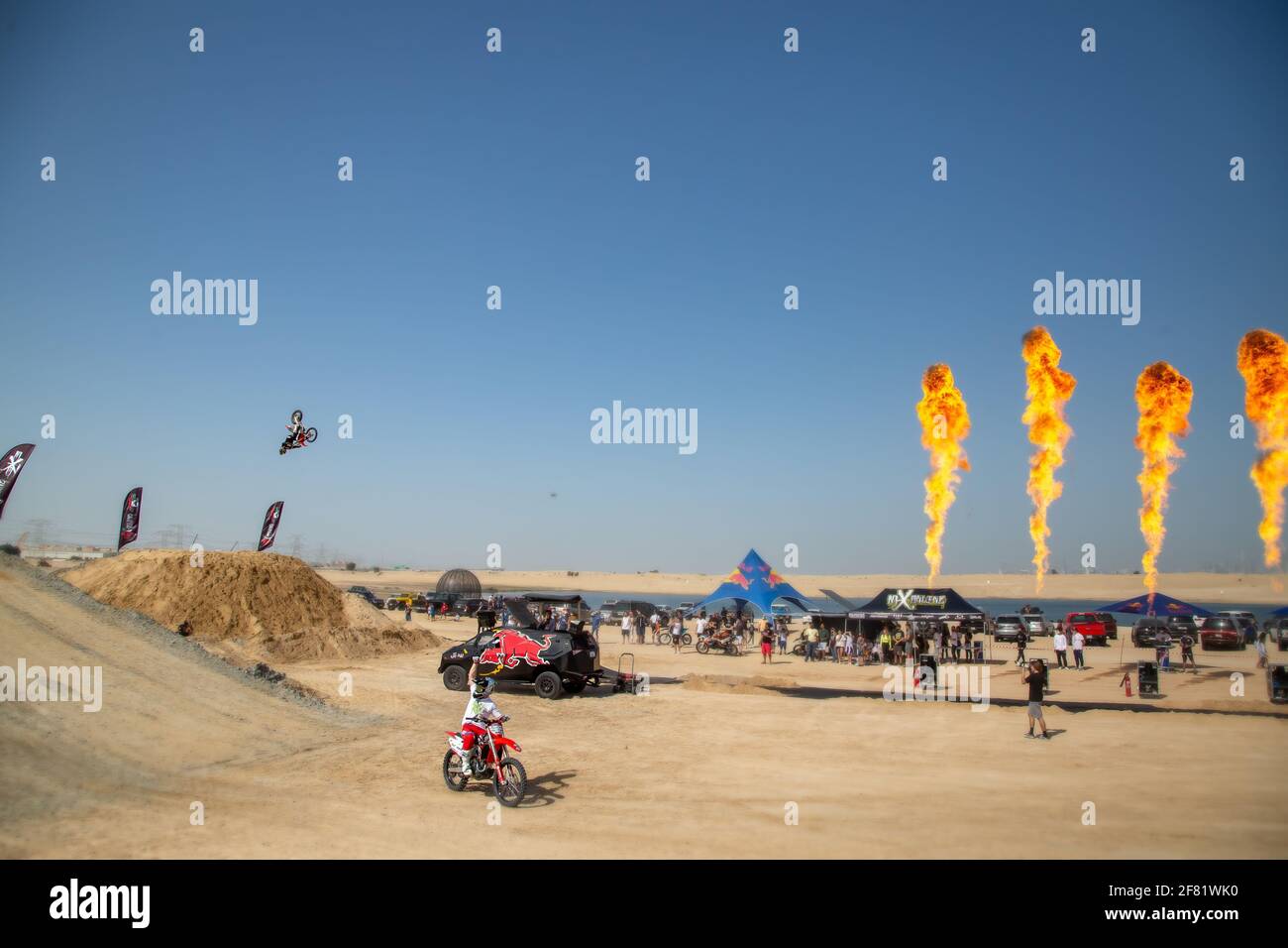 DUBAI, UNITED ARAB EMIRATES - Jan 31, 2021: motocross freestyle riders ...