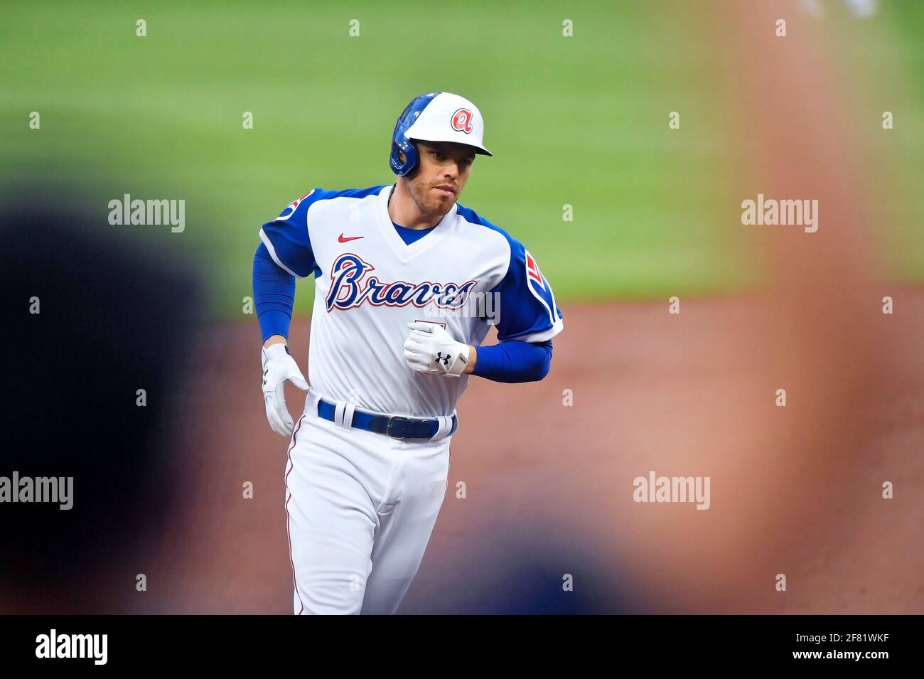 April 10, 2021: Atlanta Braves first baseman Freddie Freeman rounds ...