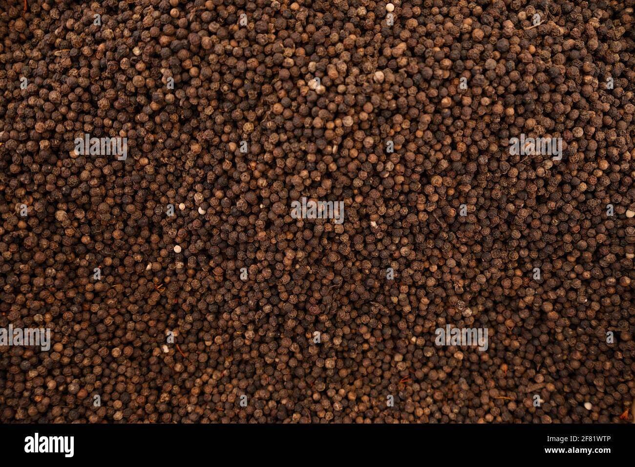 Dry organic Black Pepper top view background or texture. Healthy spices ...