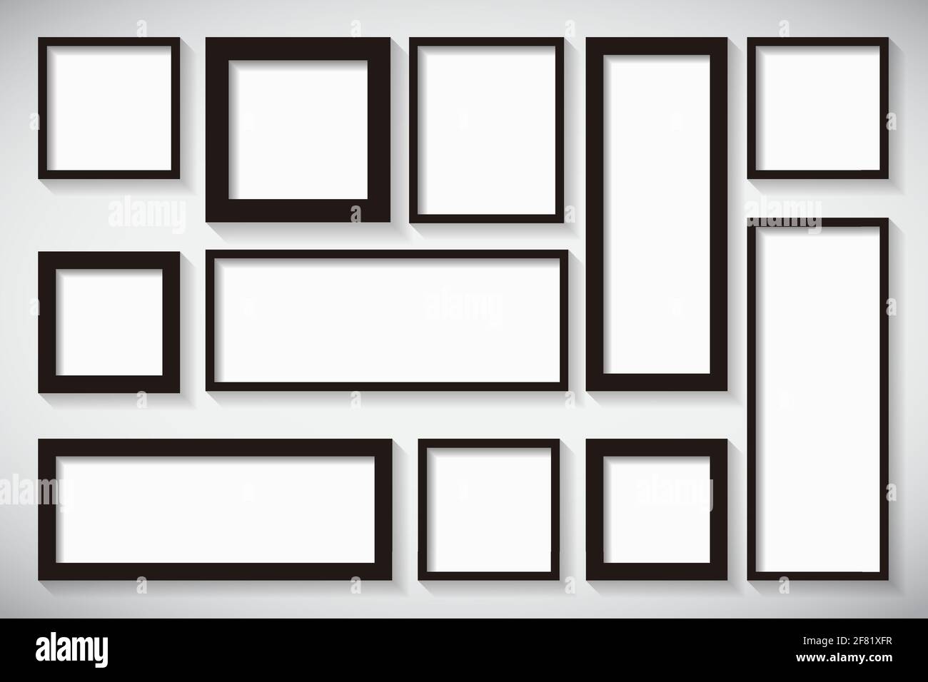 Set of different sizes of frames for photos, exhibitions and brochures ...