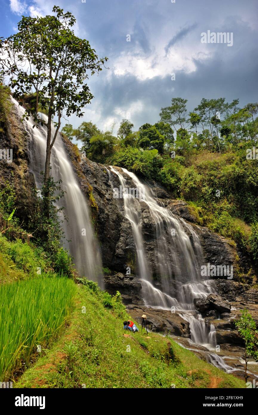 The Cikondang waterfall, located in Cianjur district West Java, is not ...