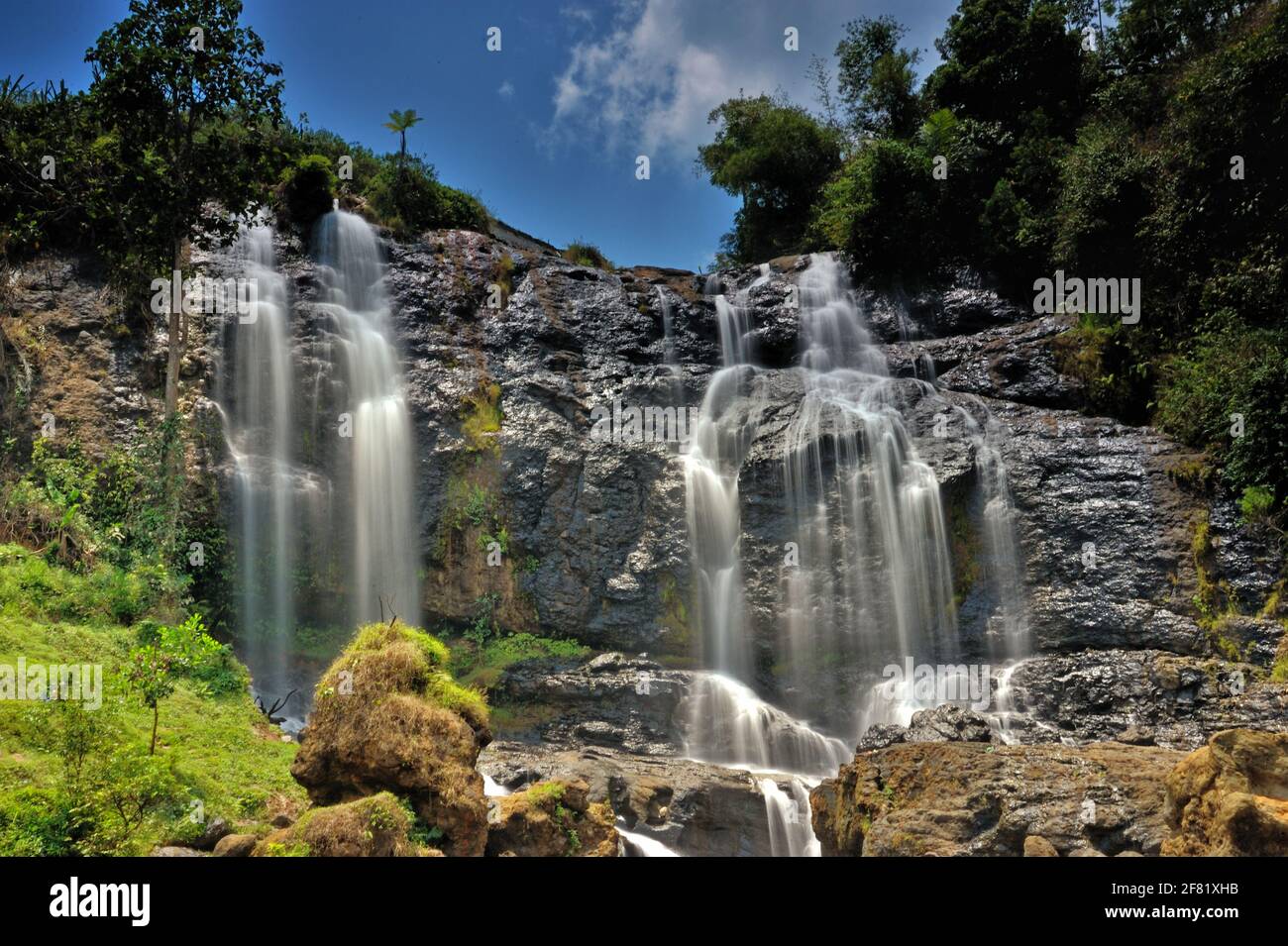 The Cikondang waterfall, located in Cianjur district West Java Stock ...