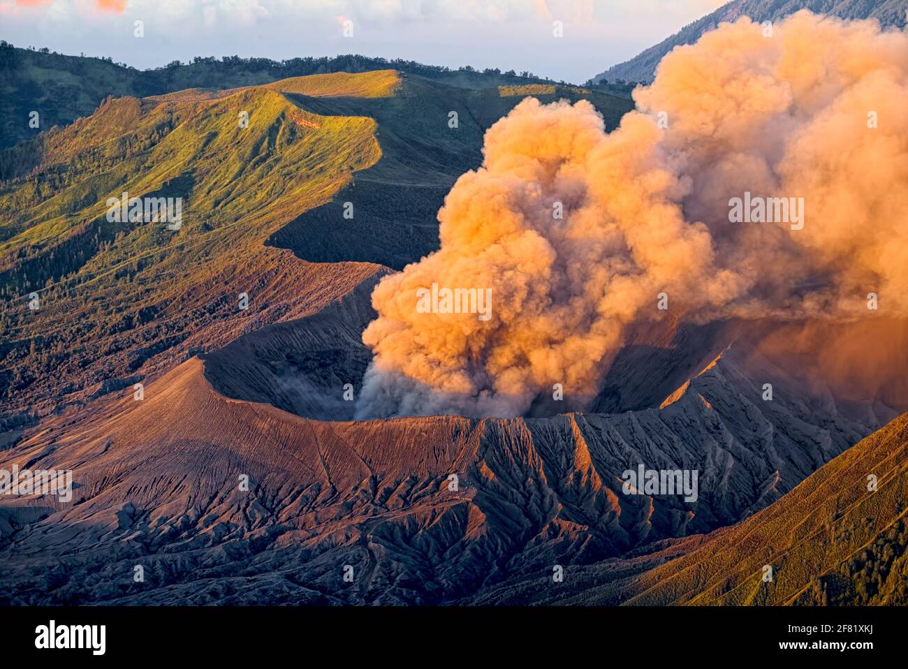 Mt. Bromo volcano in East Java is the active cone inside the giant ...