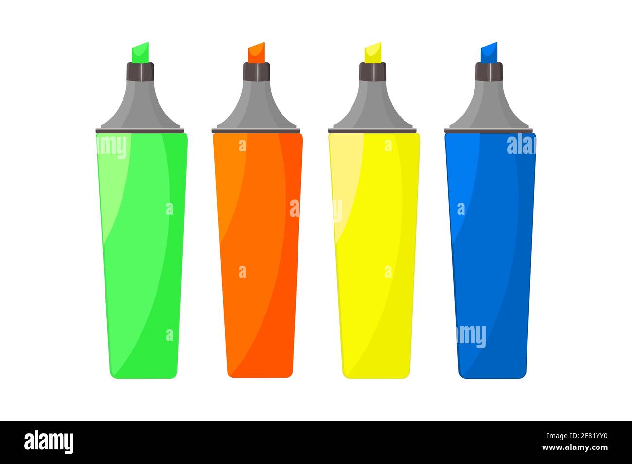 Colorful marker pens set isolated on white background. Office ...