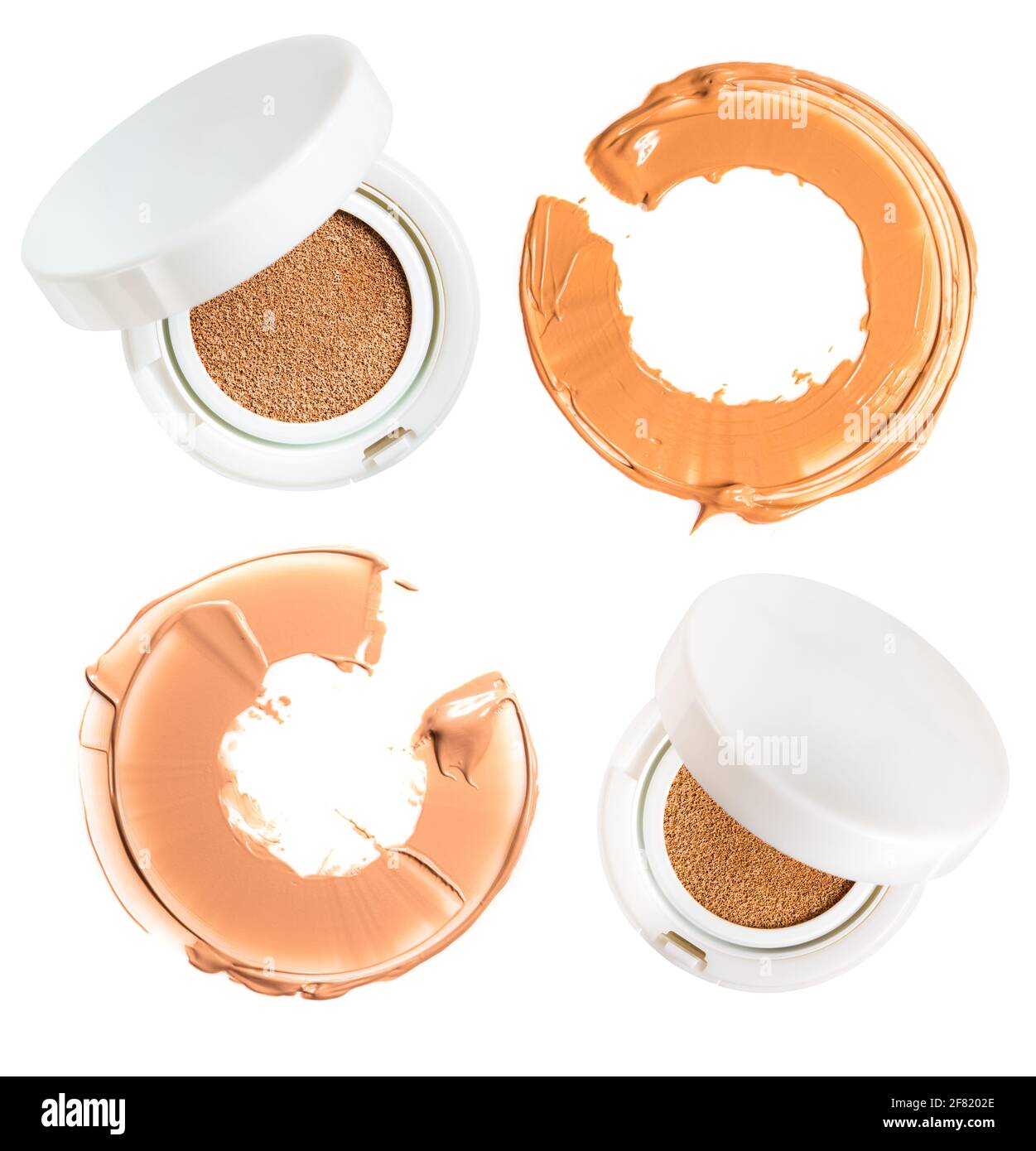 Powder cushion with smeared sample in the shape of a circle, Cosmetic ...