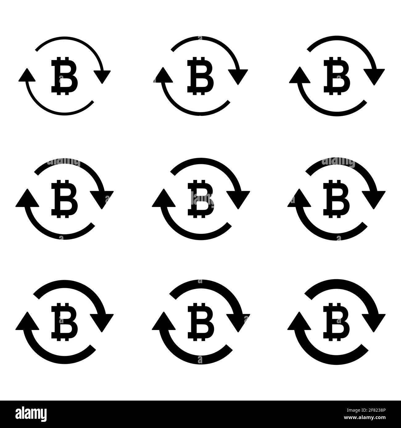 Set of bitcoin money icon, Collection of bit business sign, market ...
