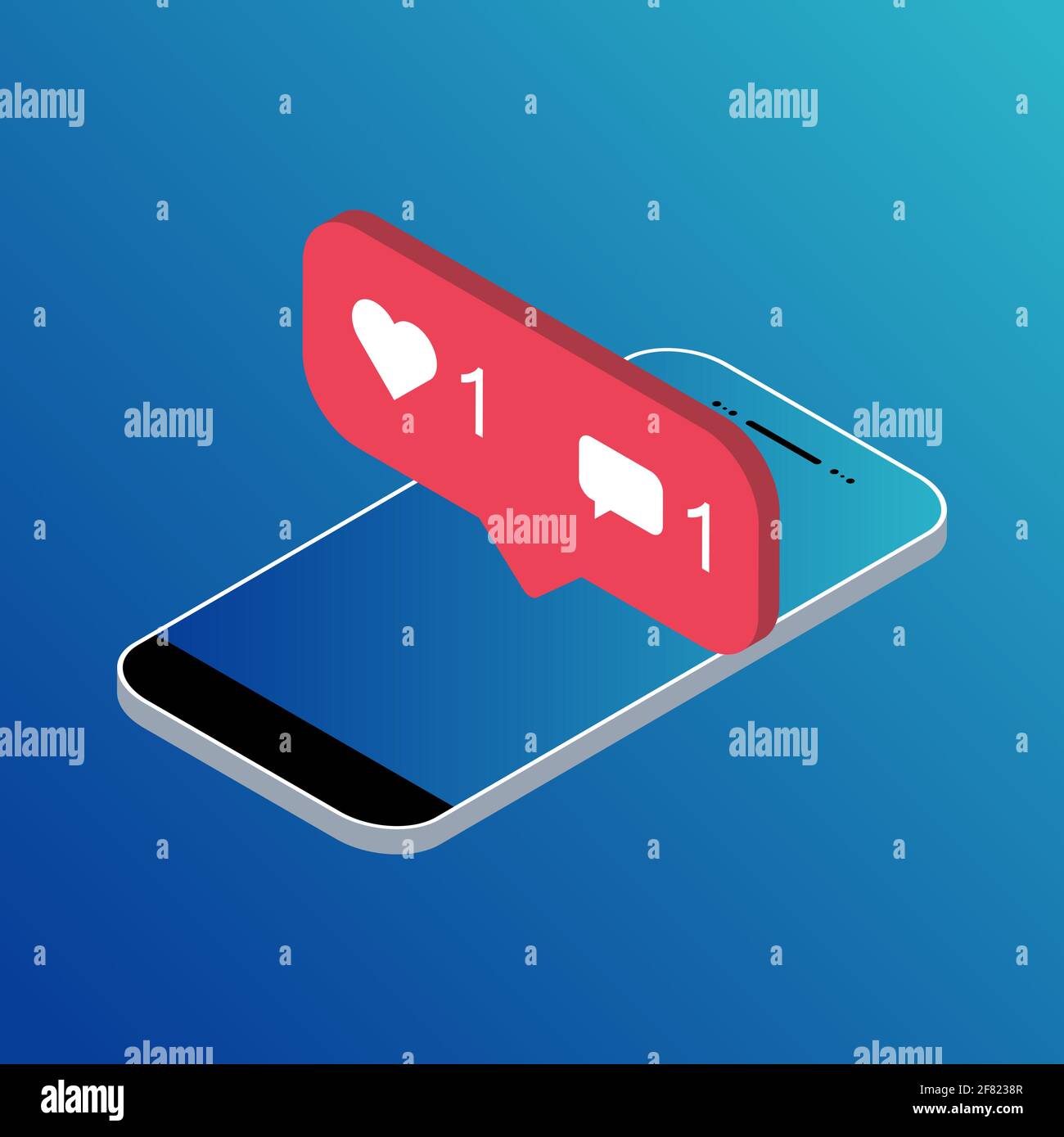Follower isometric phone notification symbol for application instagram ...