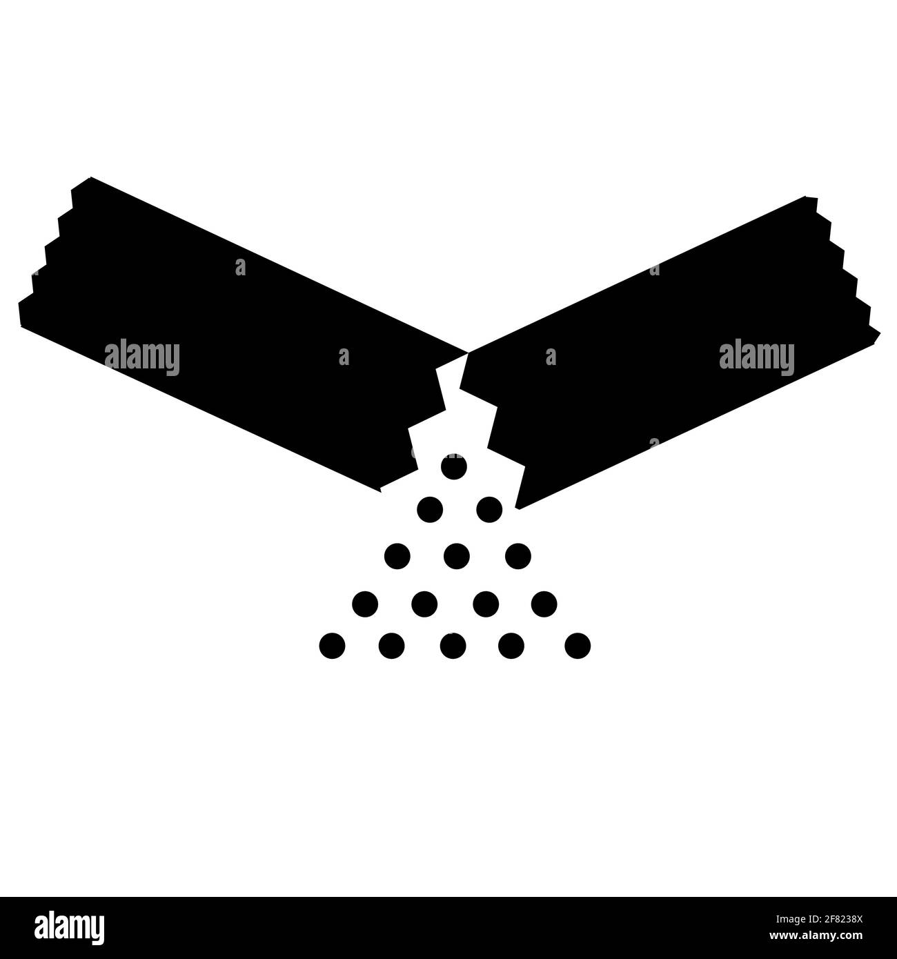 packet soluble powder icon on white background. open paper sachet sign ...