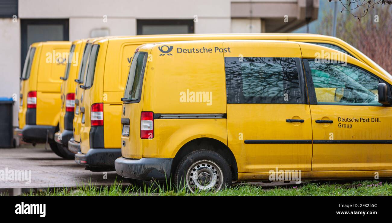 Braubach, Germany, 11. April 2021: transport vehicles from 'Deutsche ...