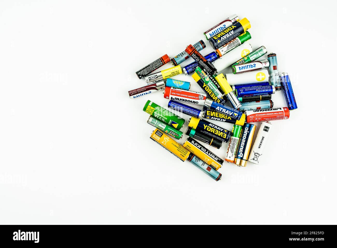 MAARSSEN, NETHERLANDS - Apr 05, 2021: A set of pen batteries isolated ...