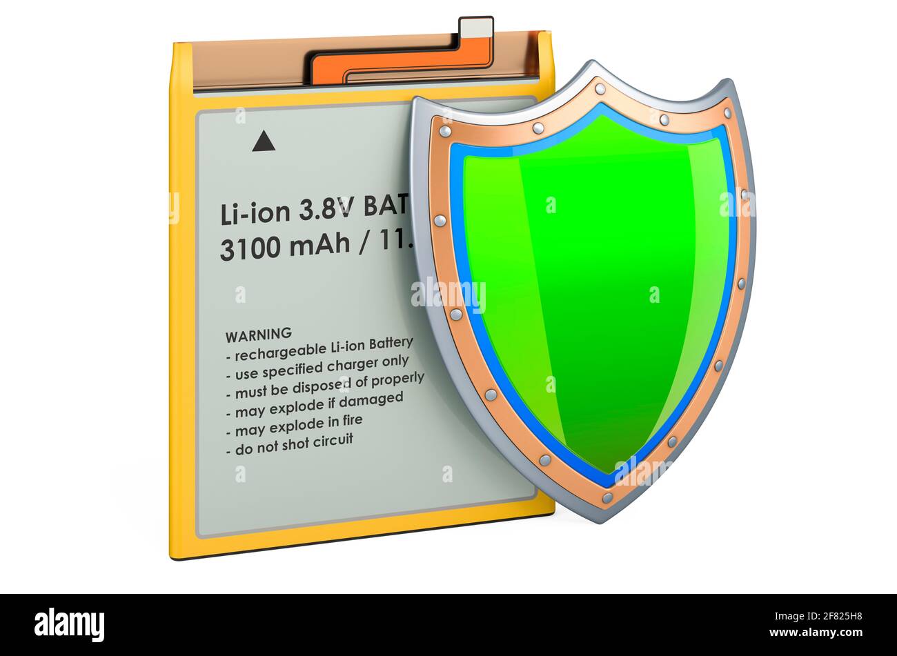 Lithium Ion Cell Phone Battery with shield, 3D rendering isolated on ...