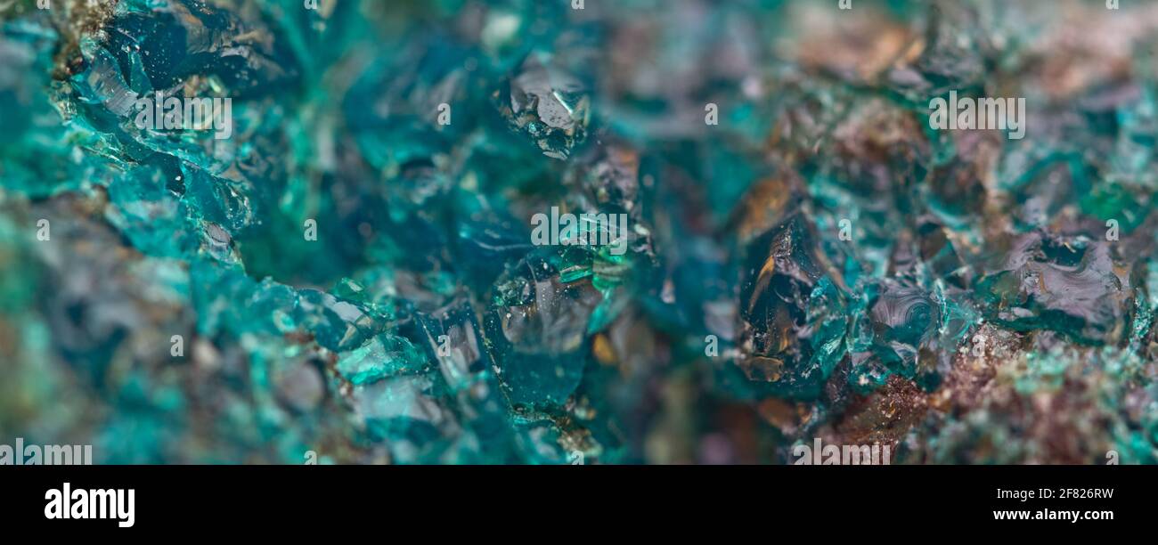 Turquoise crystal structure. Wide banner of abstract crystal background ...