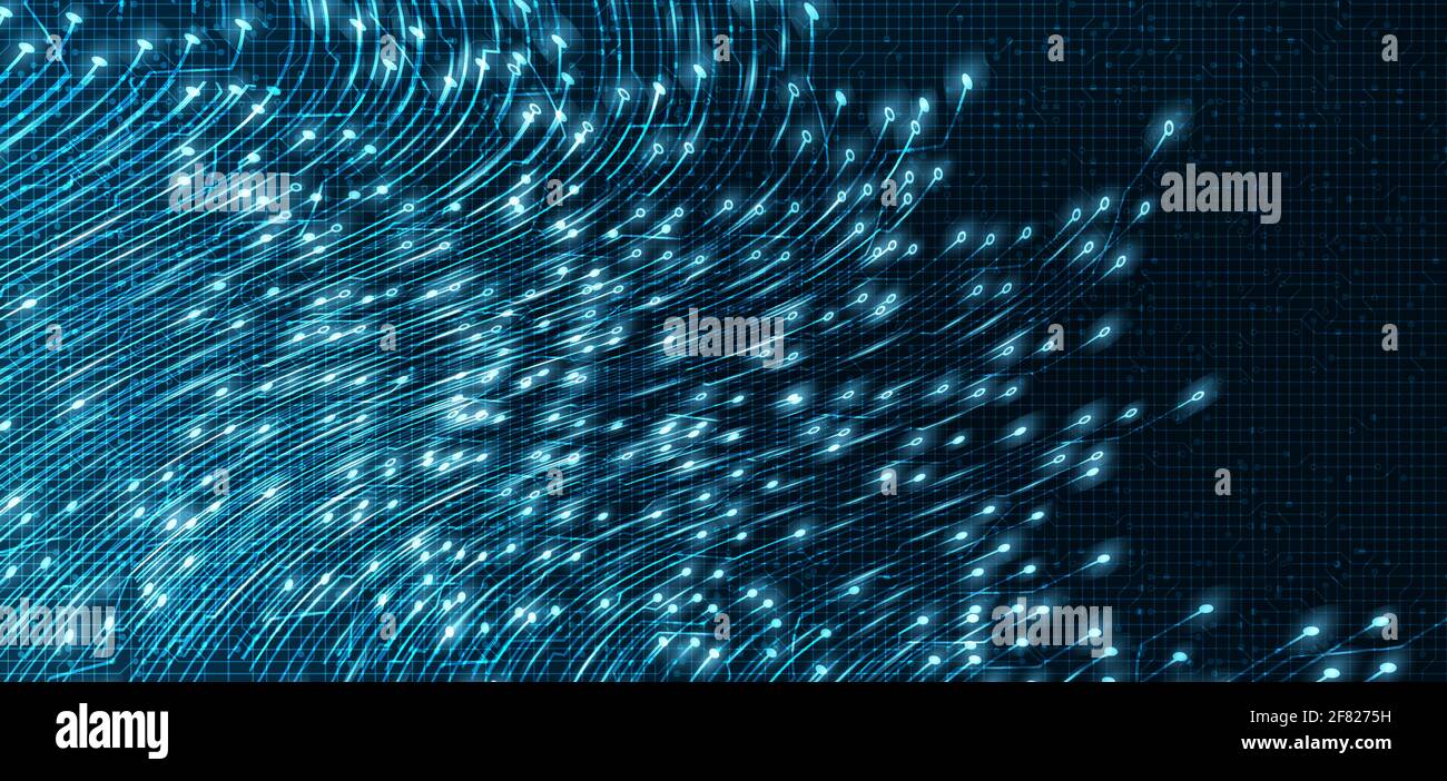 Waving Light Electronic Circuit Microchip Technology Background,Hi-tech Digital and Future ...
