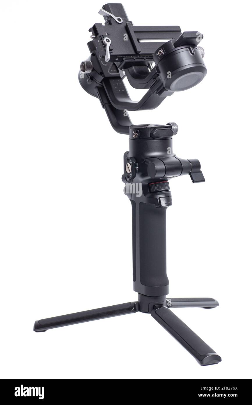 Professional Gimbal stabilizer 3-Axis for camera isolated on white ...