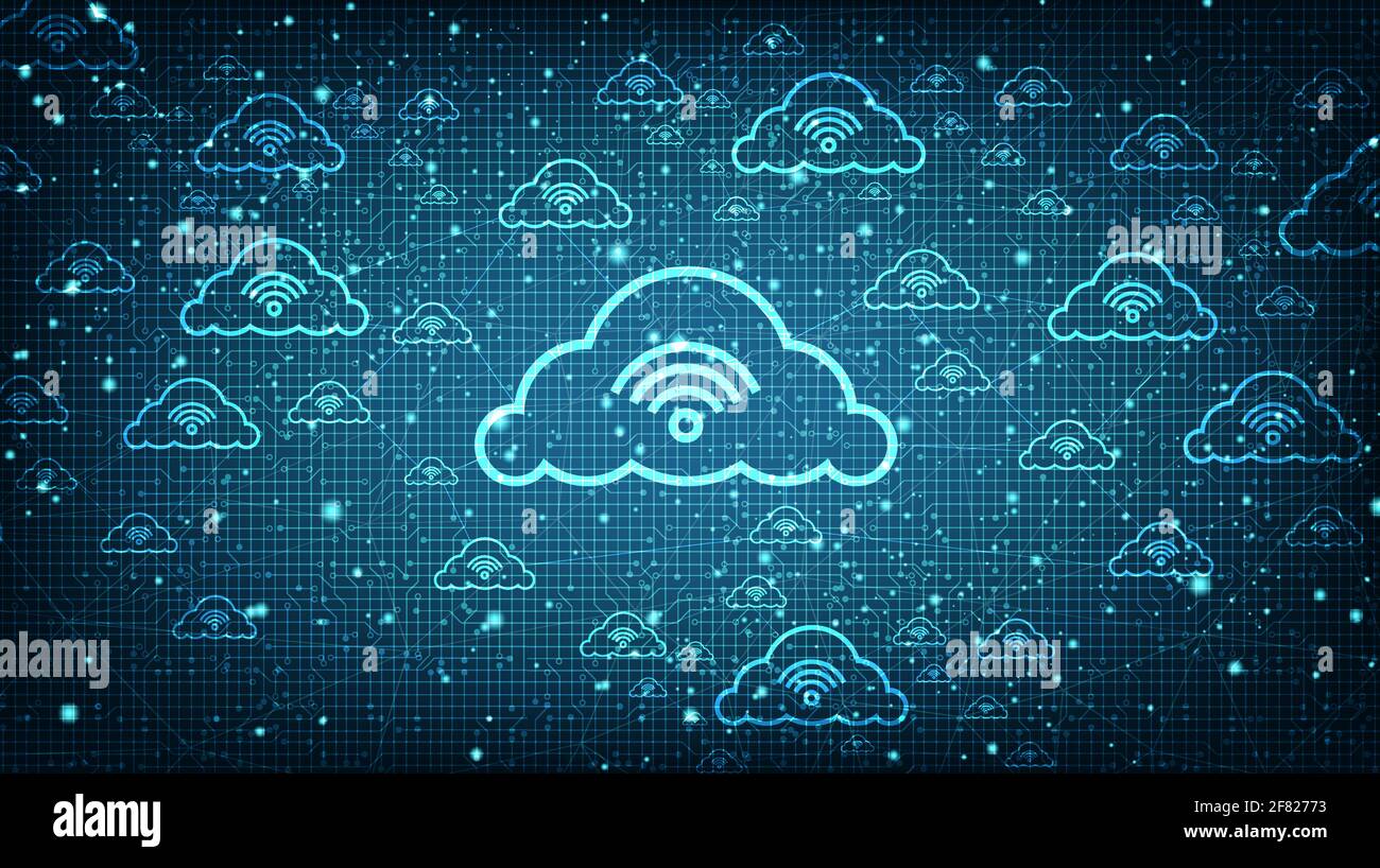 Digital Network Connecting With Clouds On Global Technology Background