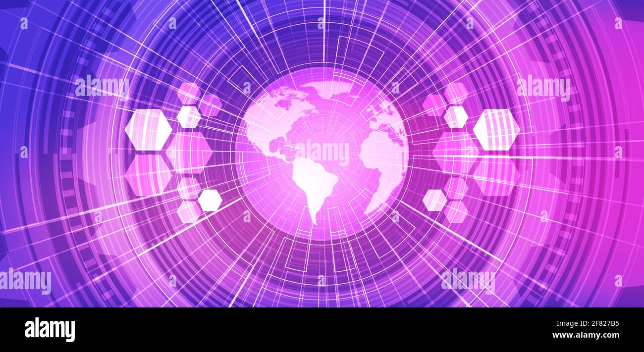 Violet Global Network Future Technology Background; Digital Hi-tech and ...