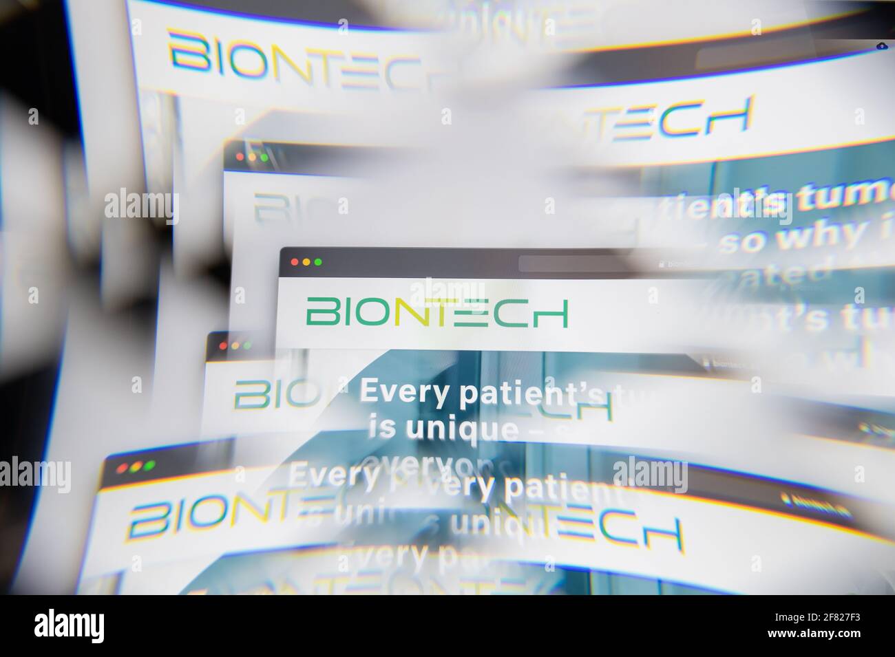 Milan, Italy - APRIL 10, 2021: BioNTech logo on laptop screen seen ...