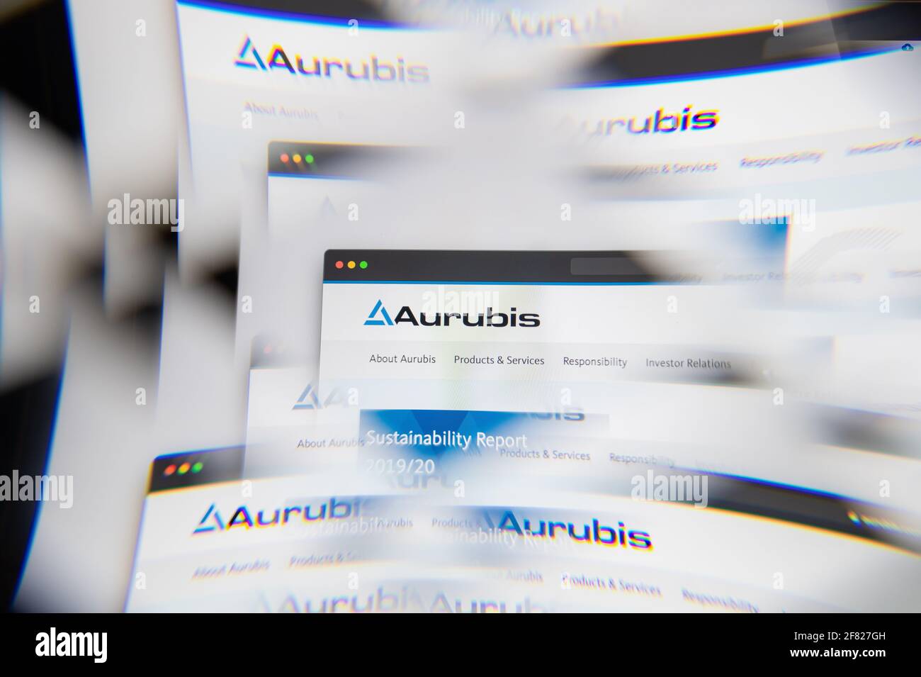 Milan, Italy - APRIL 10, 2021: Aurubis logo on laptop screen seen ...
