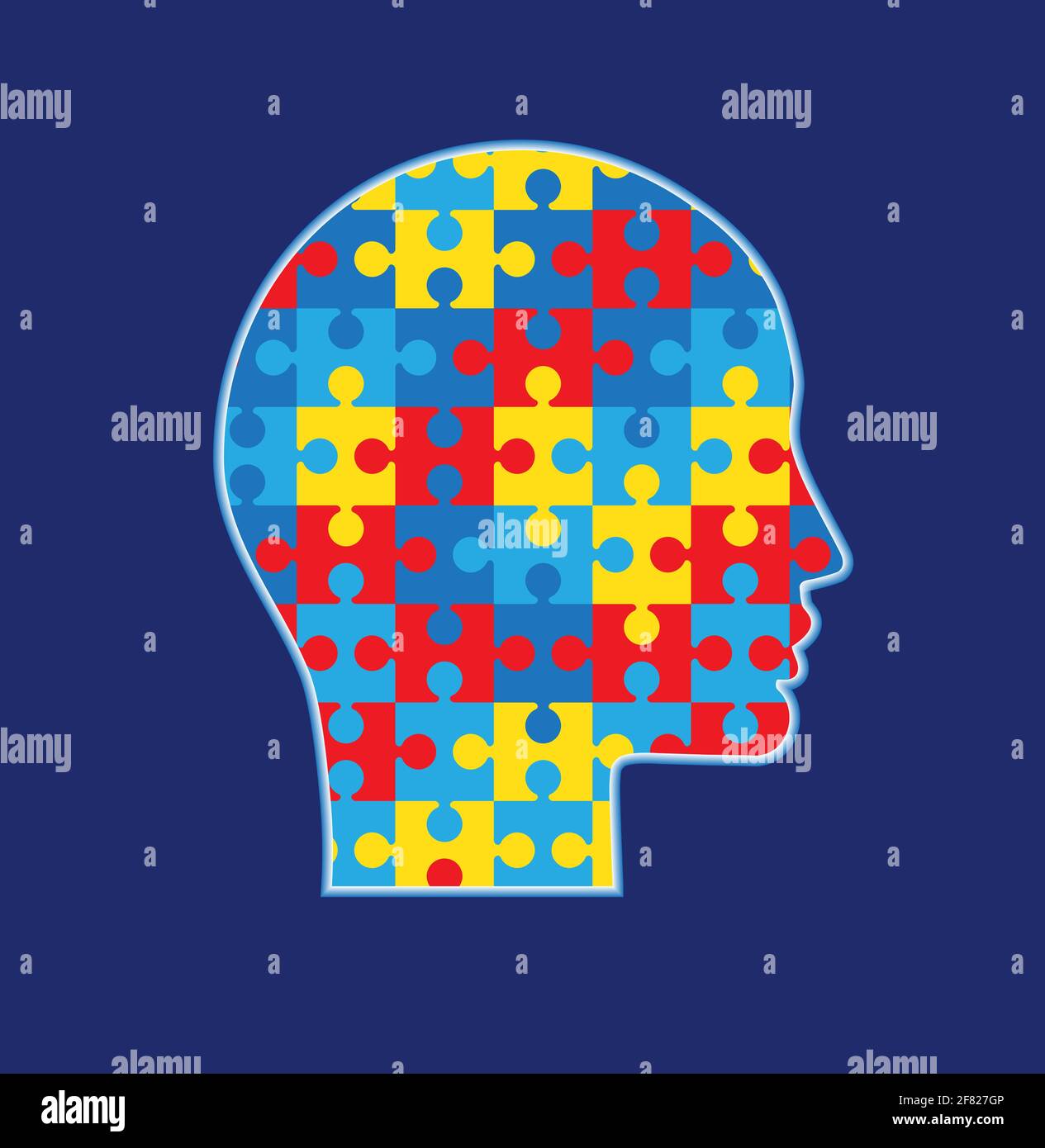 Head-shaped puzzles. Blue background Stock Photo - Alamy
