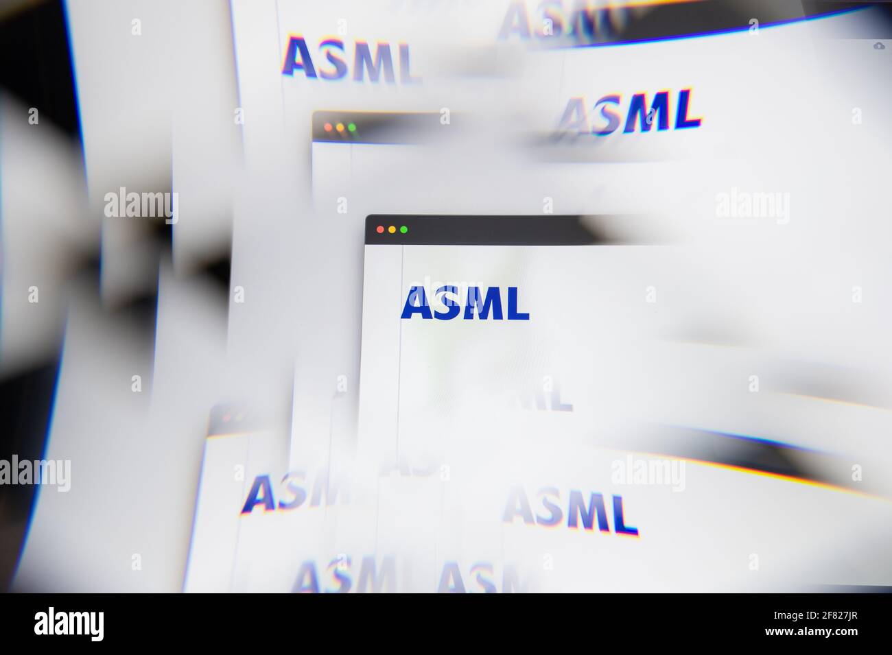 Milan, Italy - APRIL 10, 2021: ASML logo on laptop screen seen through ...