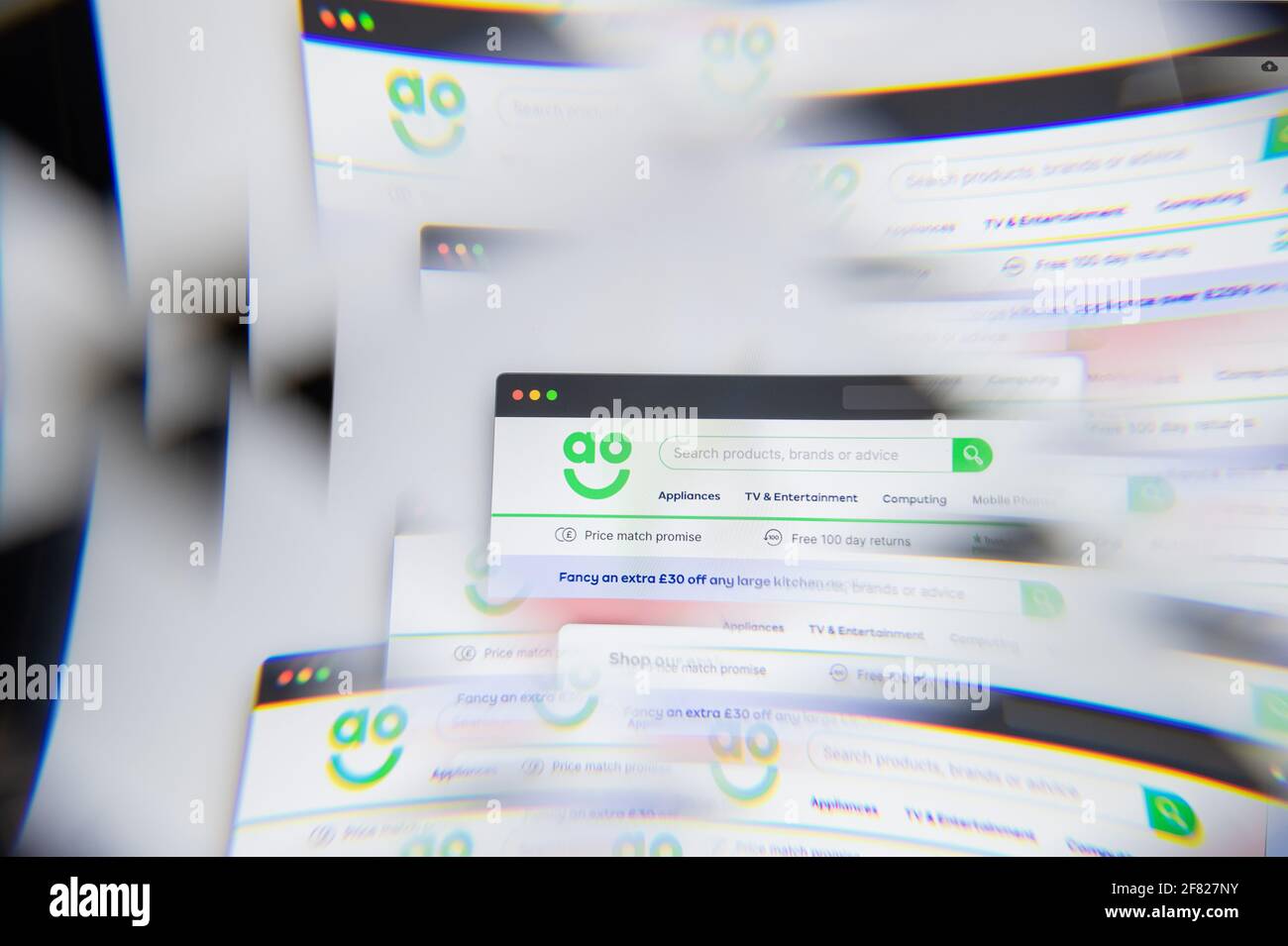 Milan, Italy - APRIL 10, 2021: AO.com AO website logo on laptop screen ...