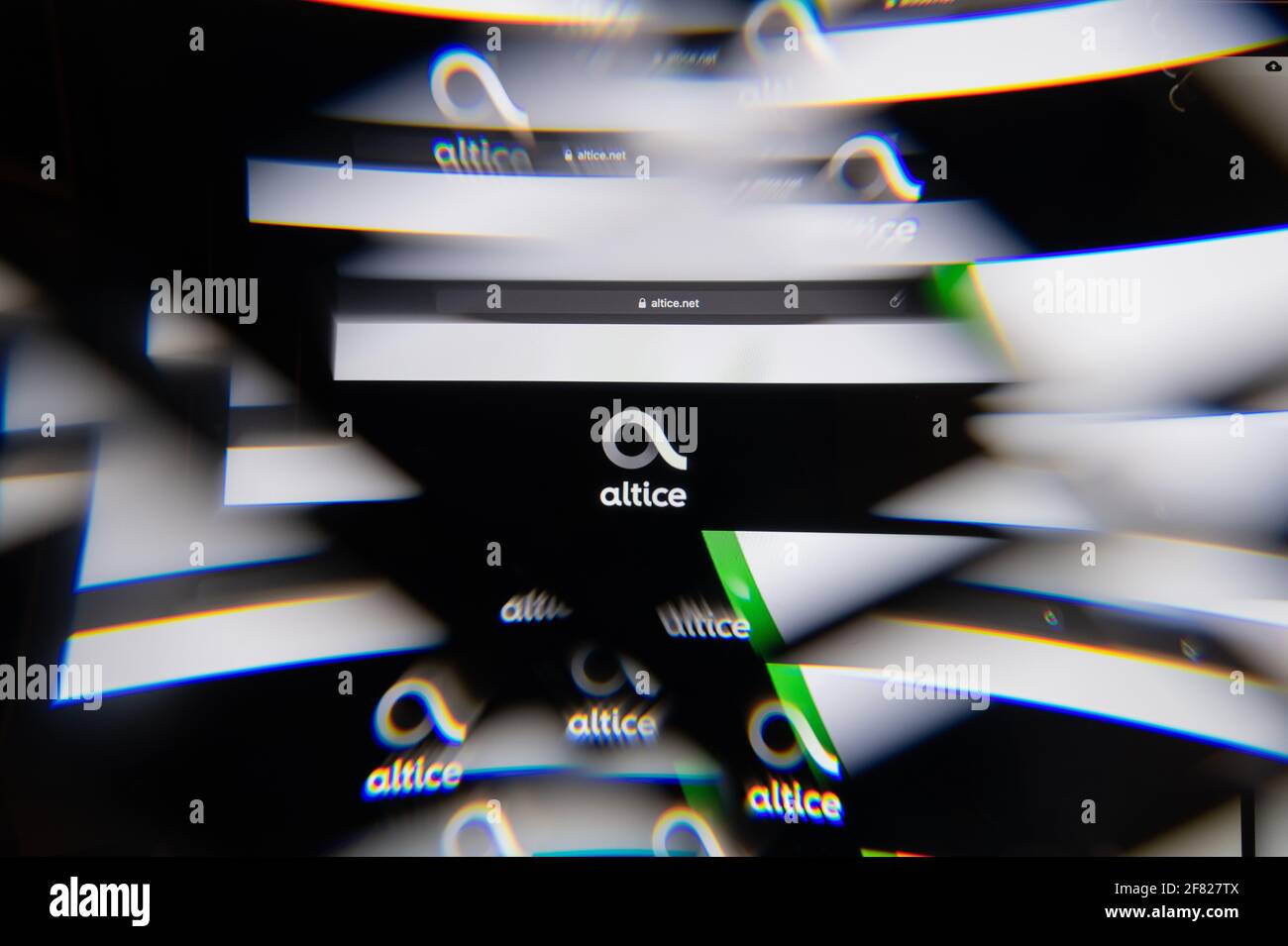 Milan, Italy - APRIL 10, 2021: Altice logo on laptop screen seen ...