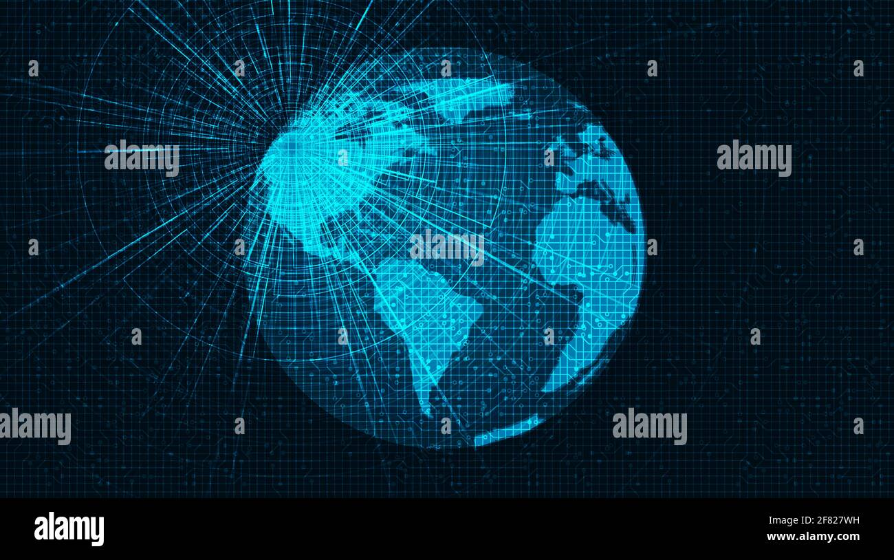 Technology Planet earth with Network Line in outer space,Collision and ...