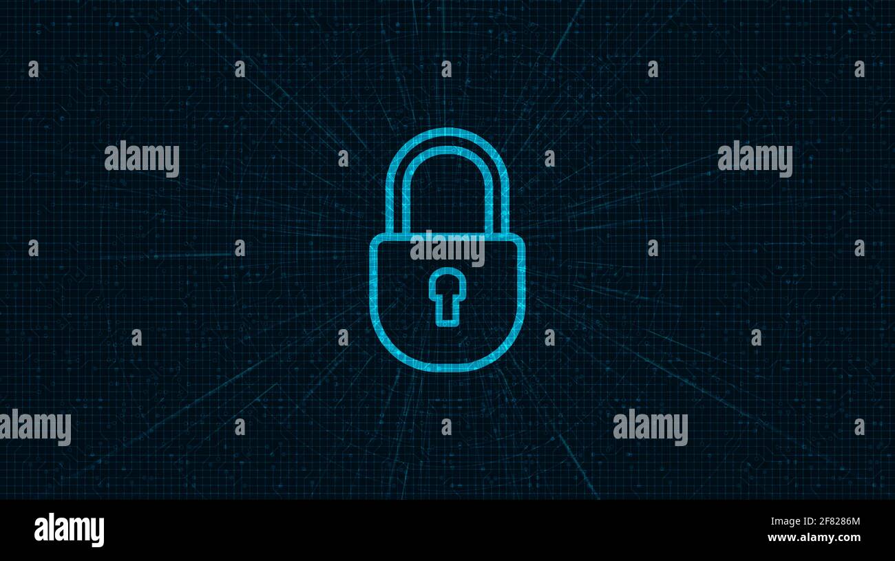 Technology Lock Security,protection and Safe Concept,on Dark Blue ...