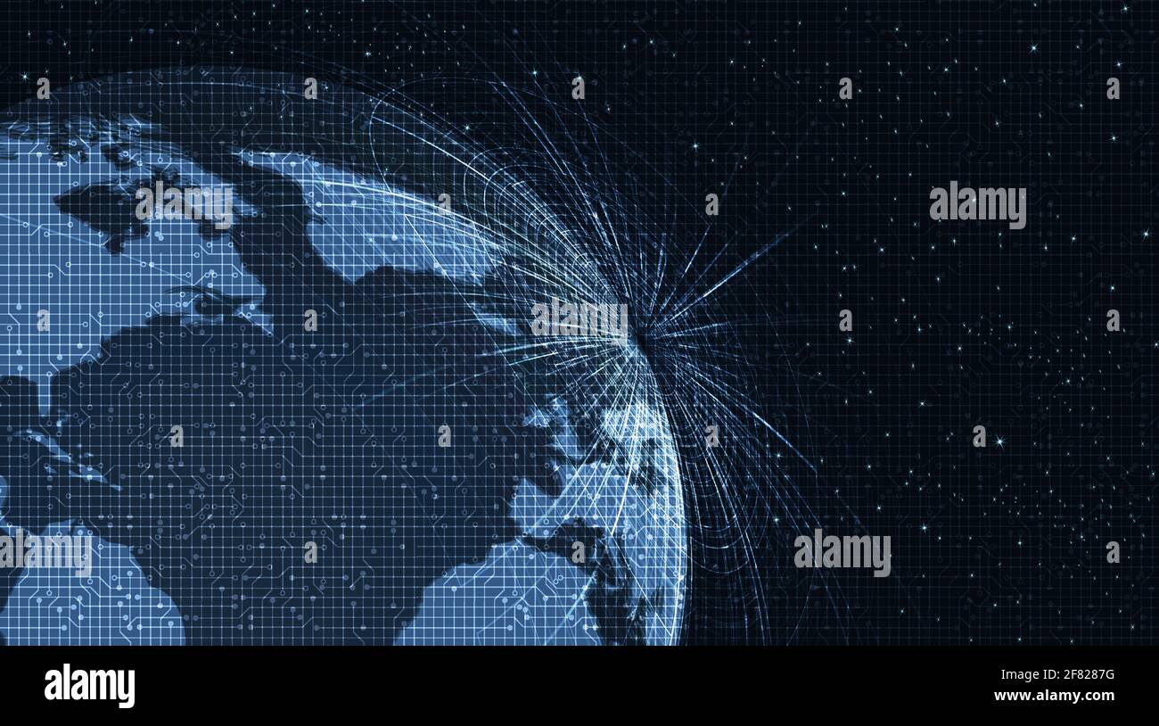 Digital broken earth in outer space Planet,Collision and meteor concept ...
