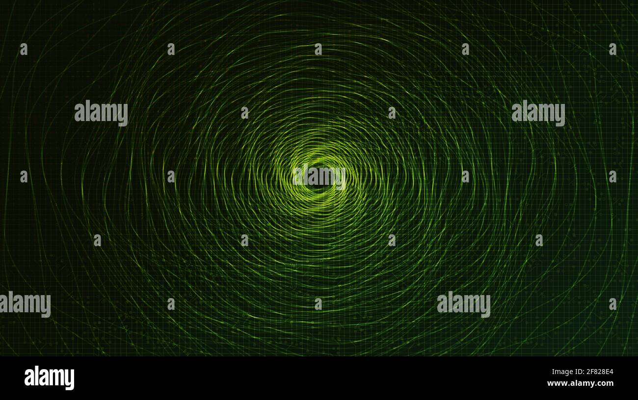 Digital Teleport Warp Spiral Technology on Green Background,Network ...