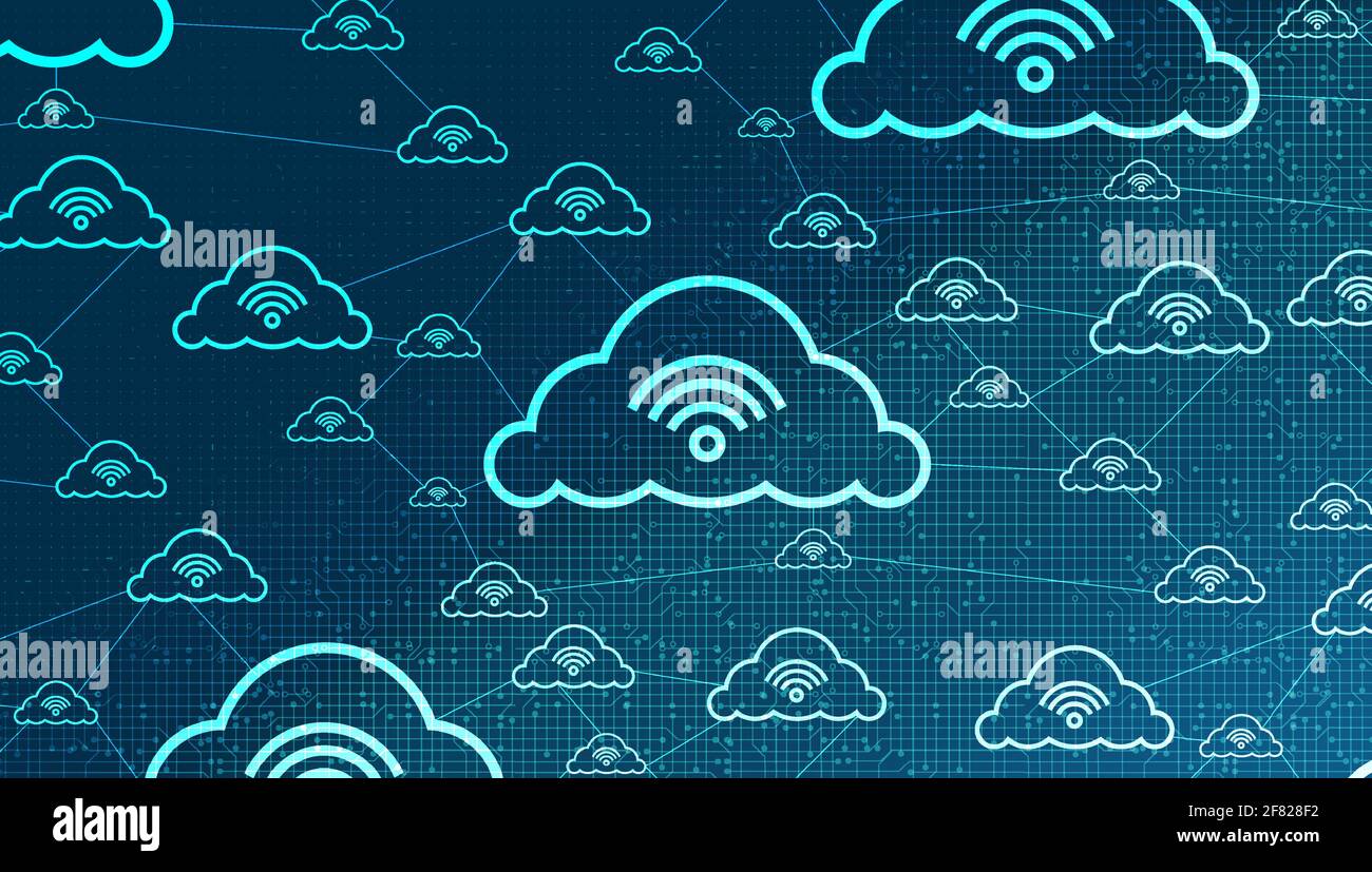 Cloud Network Connecting With Wifi icon on Global Technology background ...