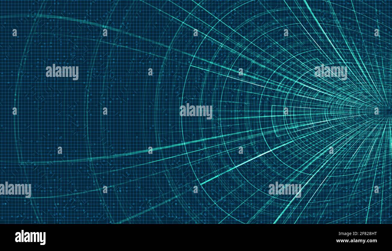 Futuristic Hyperspace speed motion on future Technology background,warp ...