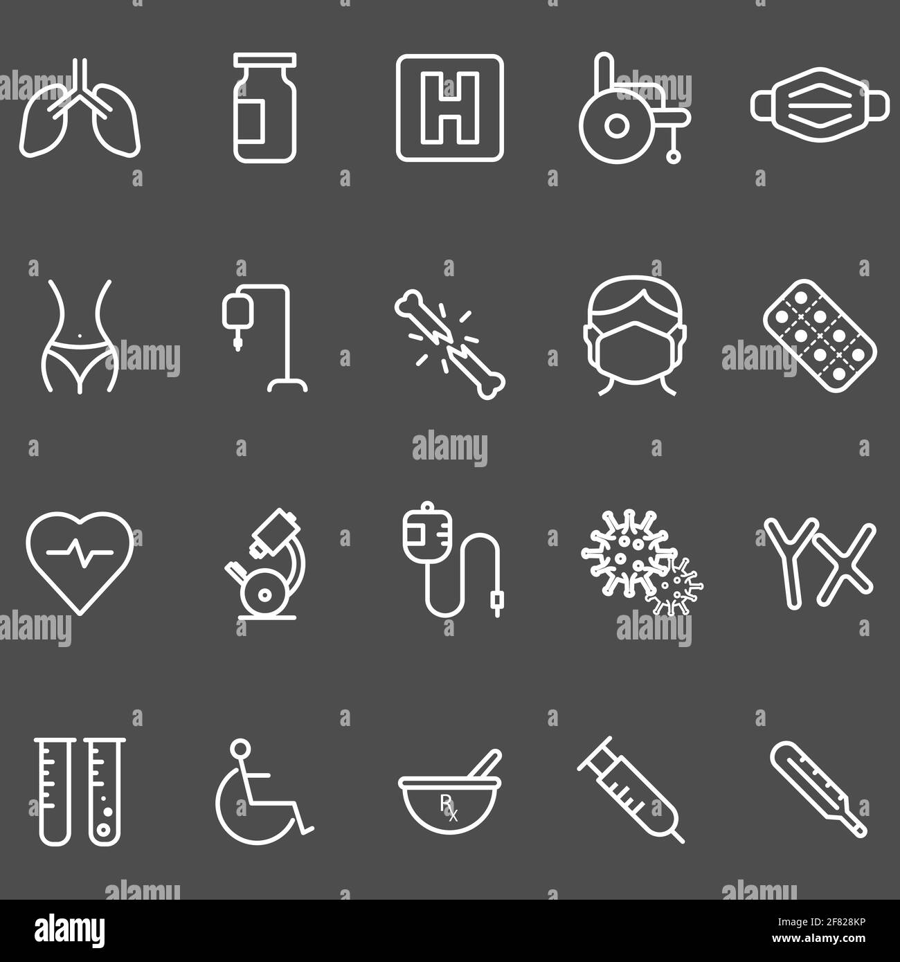 Set of medical outline icon. Healthcare thin symbol vector. Pharmacy ...