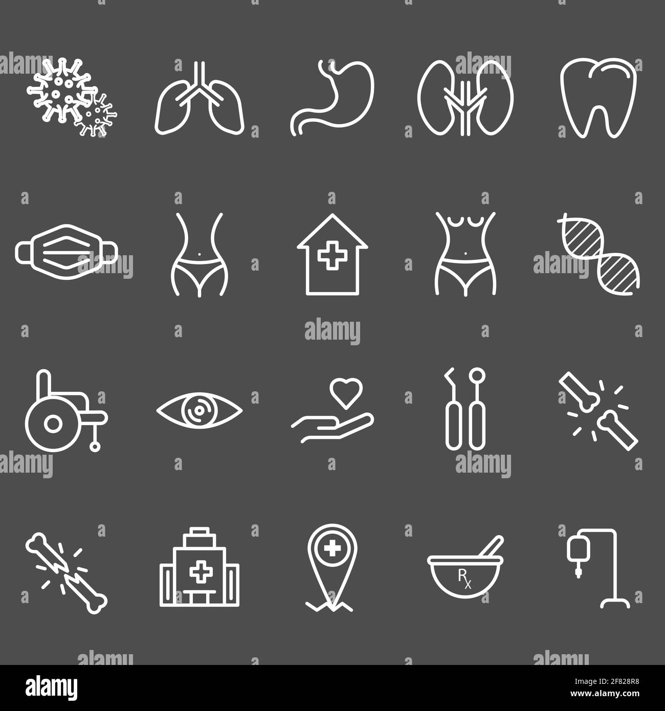 Set of medical outline icon. Healthcare thin symbol vector. Pharmacy ...