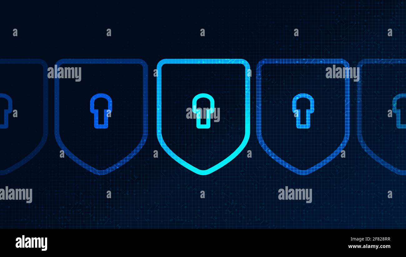 Digital Technology Shields Security,protection and connection Concept background design.vector ...