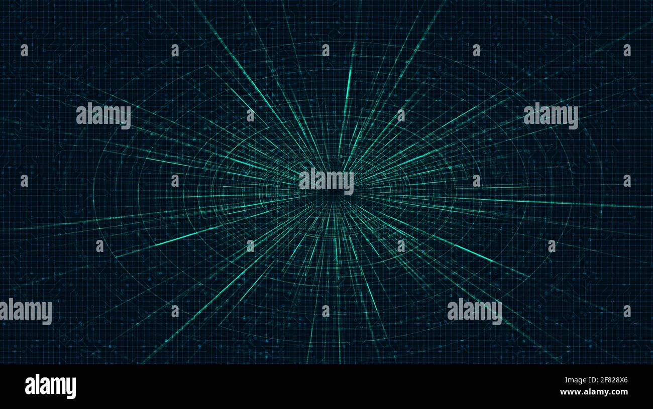 Blue Futuristic Hyperspace speed motion on future Technology background ...